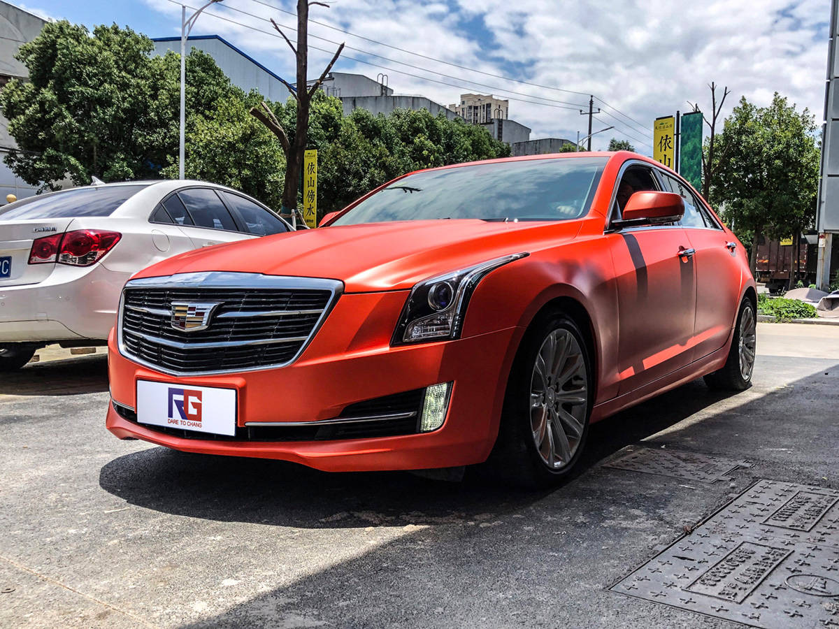凯迪拉克ATSL车身改色电光橘红 RG瑞集改色膜湖南岳阳_搜狐汽车_搜狐网