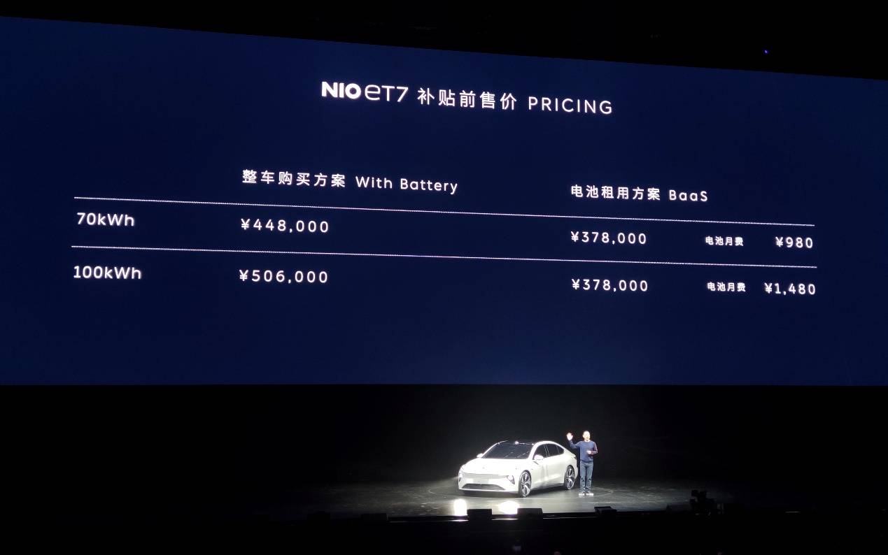 蔚来首款轿车ET7售价发布，BaaS方案37.8万元起_搜狐汽车_搜狐网