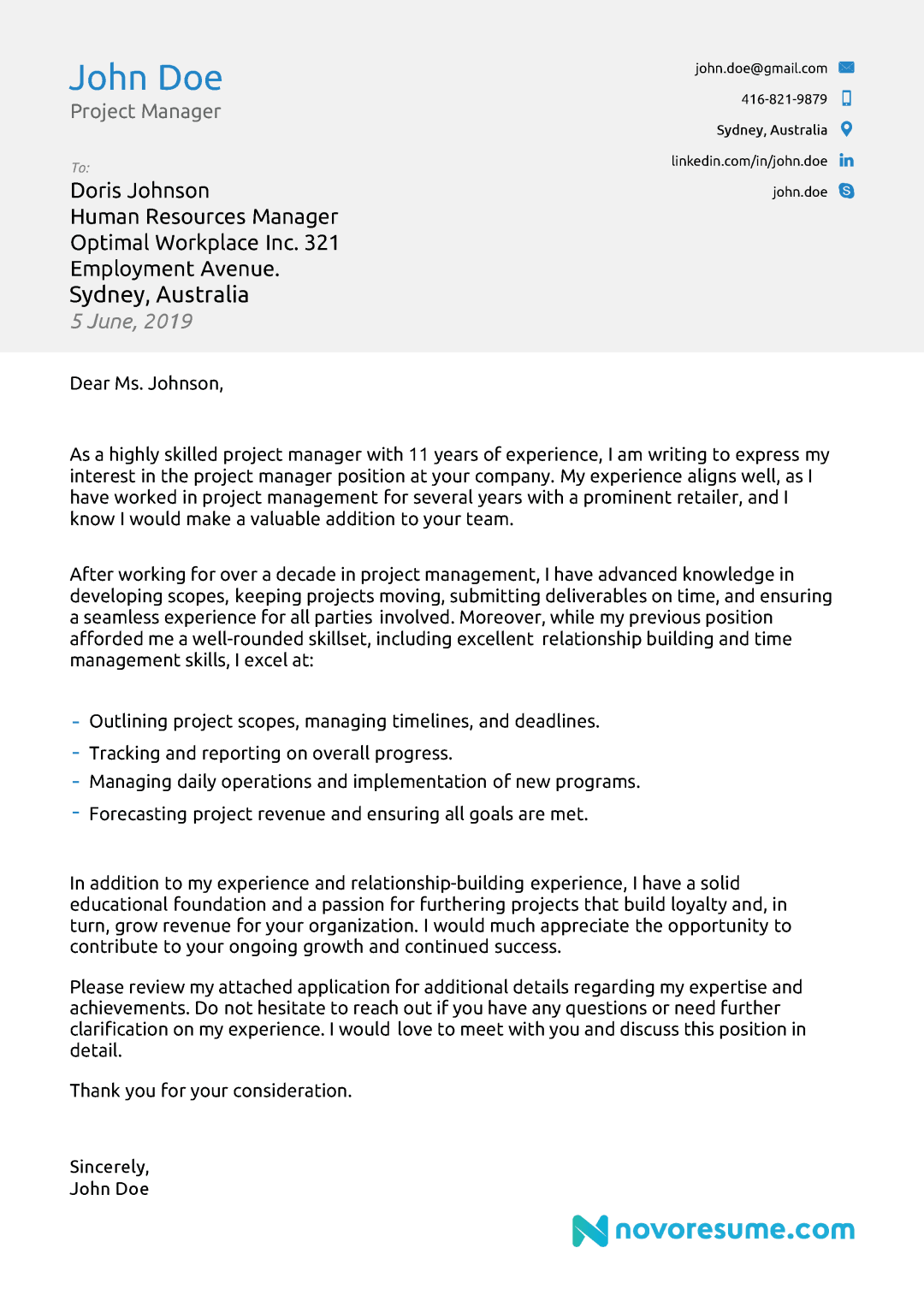  Cover Letter letter