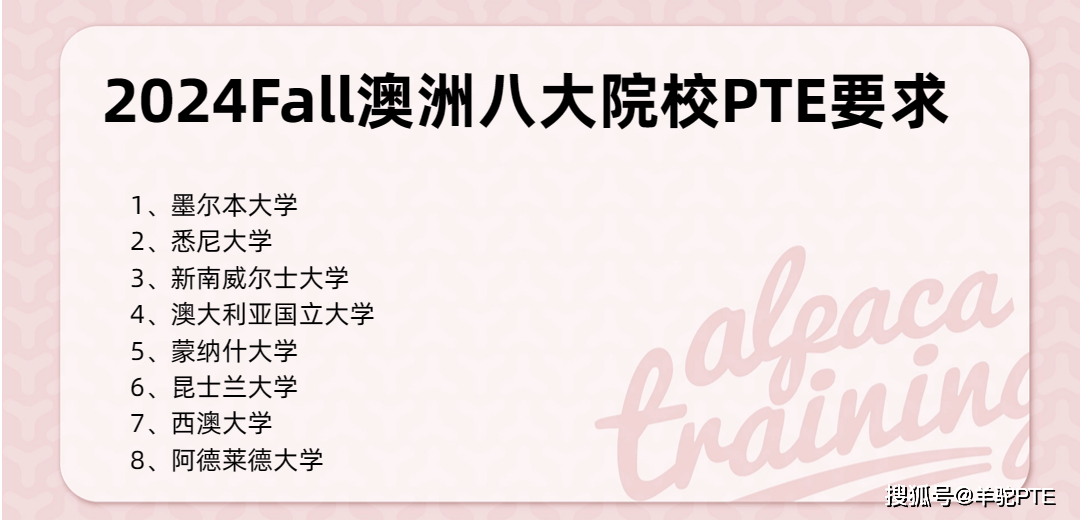 2024Fall澳洲八大院校PTE要求 带你上大热门-搜狐大视野-搜狐新闻