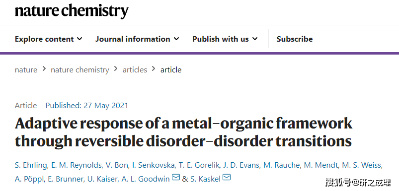 MOF最新Nature Chemistry！_结构