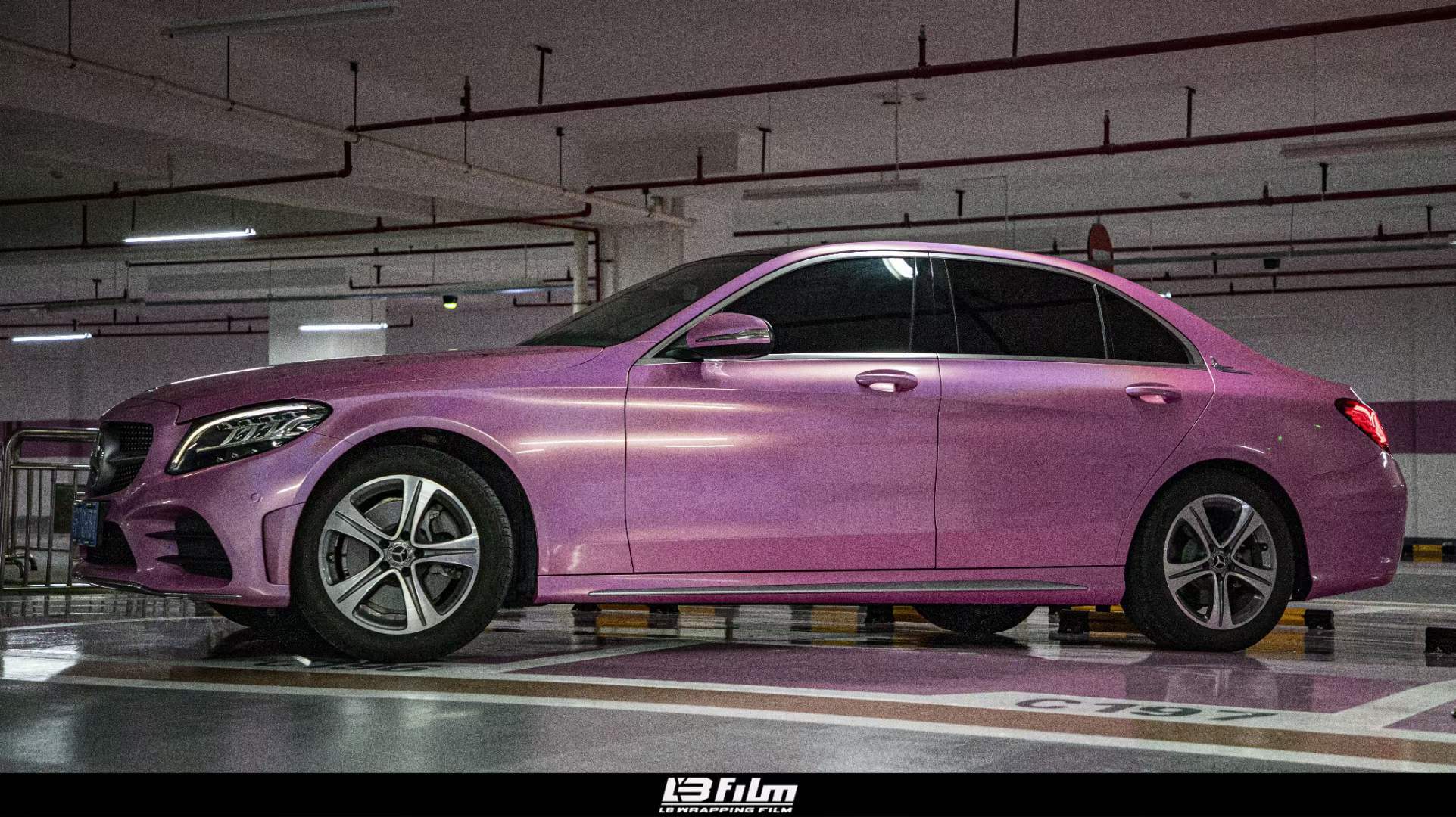 奔驰C260L全车贴膜LB改色膜镭射粉_搜狐汽车_搜狐网