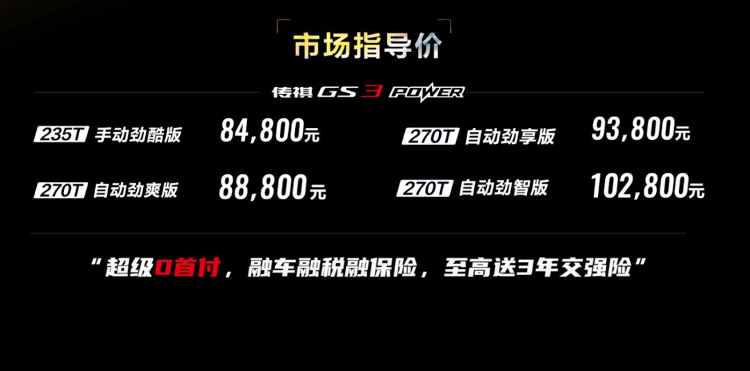 百公里油耗6.5L，2022款GS3 POWER上市，性价比跃升很带劲！_搜狐汽车_搜狐网