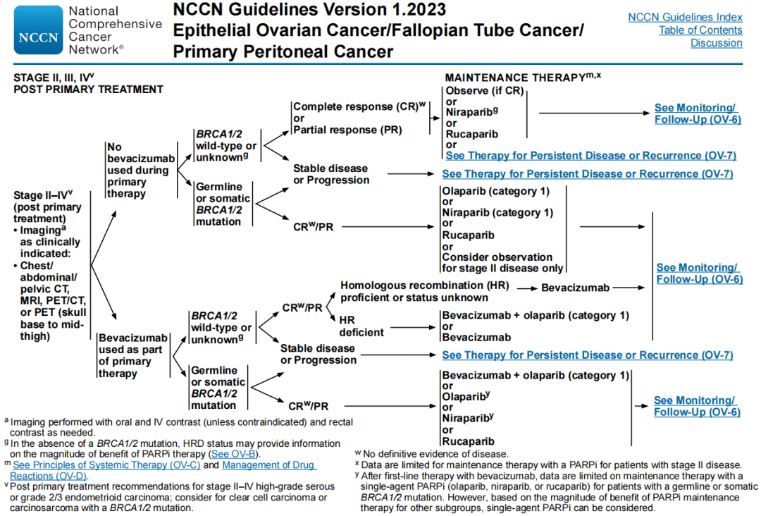 最新NCCN卵巢癌指南关于BRCA1/2突变患者PARP抑制剂的使用变更_治疗_卡帕利_体系