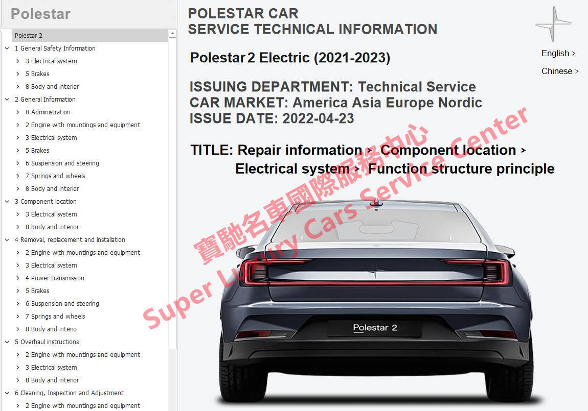 Polestar 2 Workshop Service Repair Manuals Wiring Diagram