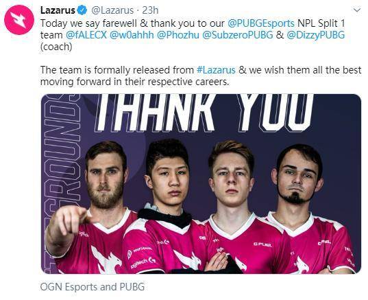 PUBG战队：北美Lazarus俱乐部收购FGS亚军STK战队_教练