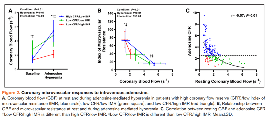 在胸痛患者中，低CFR和IMR与静息冠脉流量升高相关_进行_研究_vs