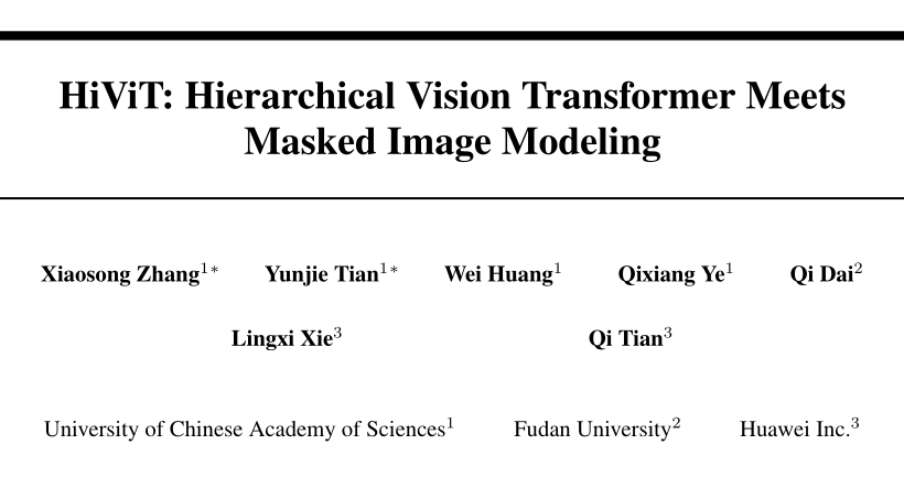 兼具Swin和ViT的优势！可用于MAE预训练的超简单层次Transformer结构_HiViT_操作_视觉
