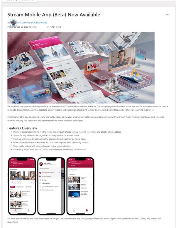 微软视频管理软件Stream“卷土重来”：安卓/iOS端测试版上线_访问_主页_Beta