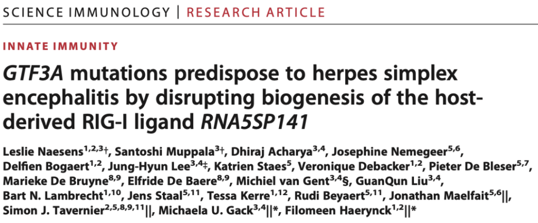 Sci Immuno丨婴幼儿杀手单纯疱疹脑炎病理探究_细胞_感应_病毒感染者