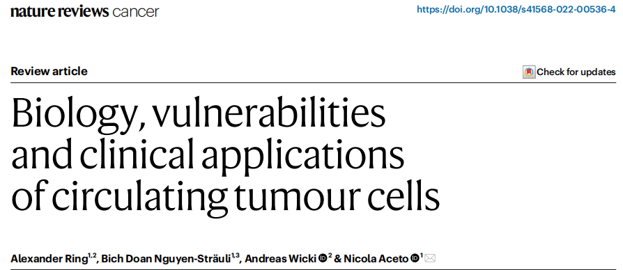 重磅文章丨Nature Reviews：循环肿瘤细胞CTC领域概述_癌细胞_研究_临床