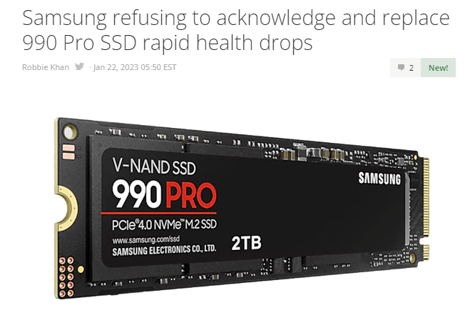 三星旗舰 SSD 990 PRO 被曝出健康度下降过快问题，官方拒绝质保_Khan_硬盘_固态