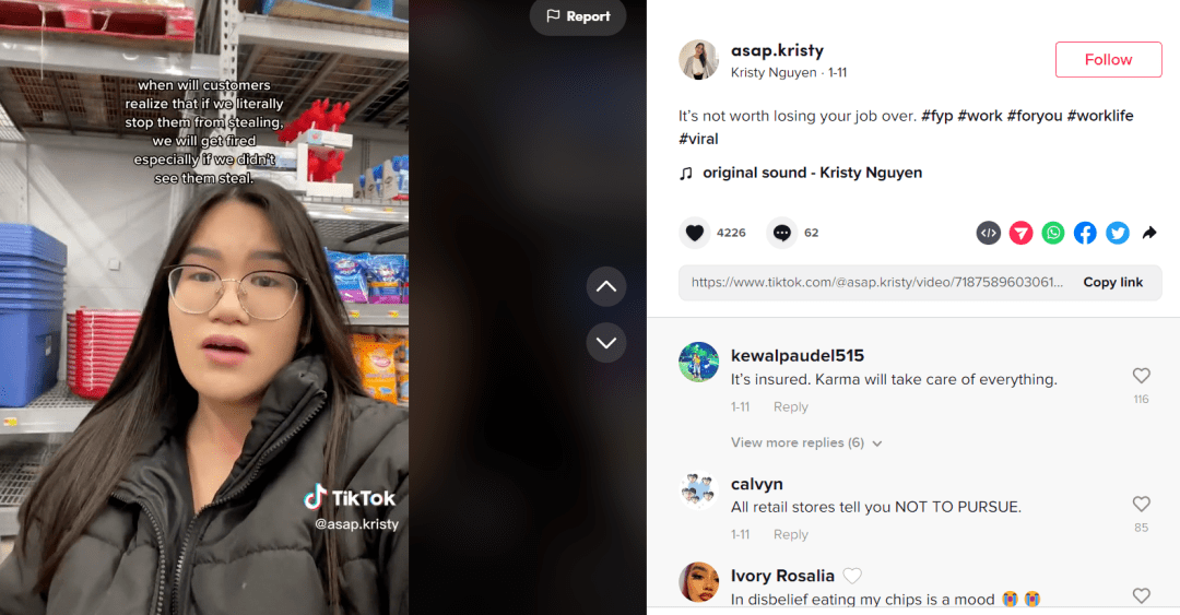淡定！亚裔女孩Walmart上班遇"零元购"：阻止他，我会被解雇！_Tiktok_员工_Kristy
