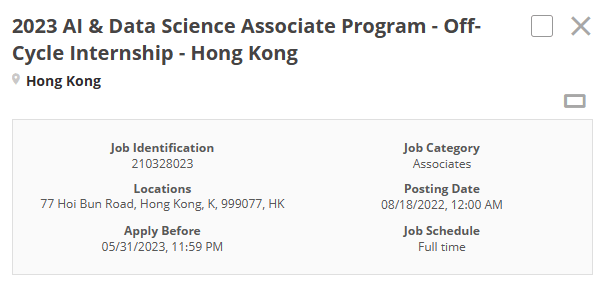 春招 | J.P.Morgan开放AI & Data Science Internship，23-25届可申_求职_投递_岗位