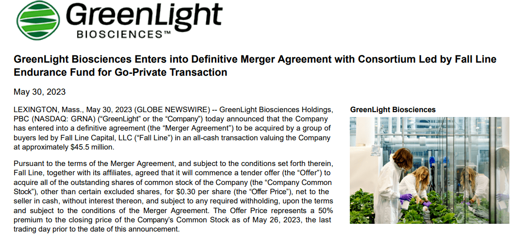 以4550万美元被收购，GreenLight将结束「华尔街之旅」成为一家私人控股公司_股权公司_Fall_协议