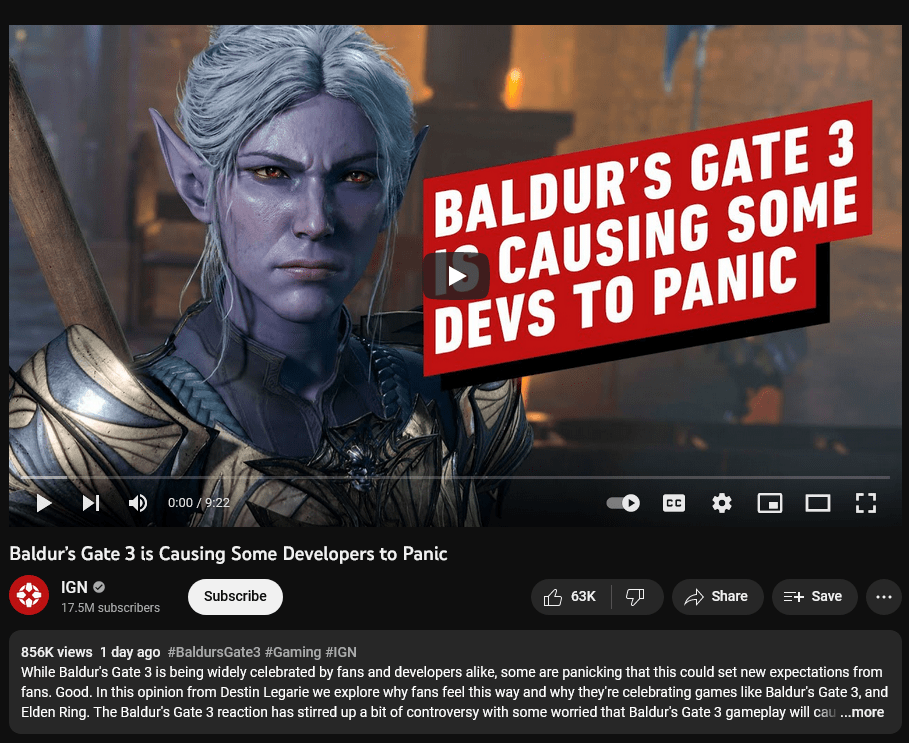 IGN痛批3A开发者：《博德之门3》就应该是未来标准_游戏_玩家_瑞安