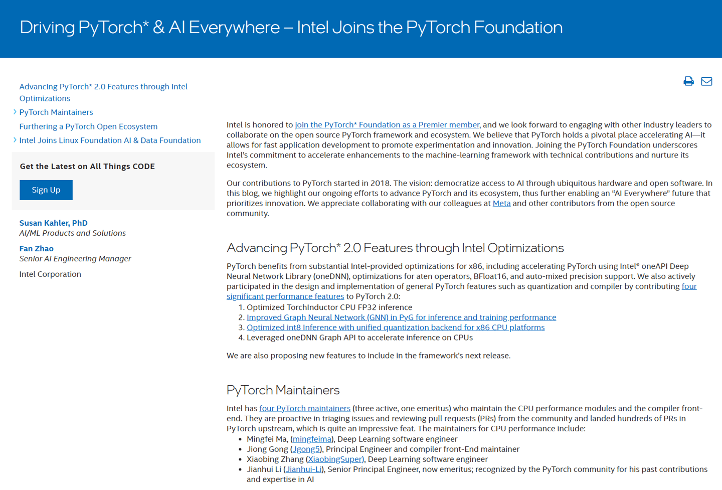 英特尔宣布加入 Pytorch 基金会，共同助力 Ai 发展推理性能新闻稿