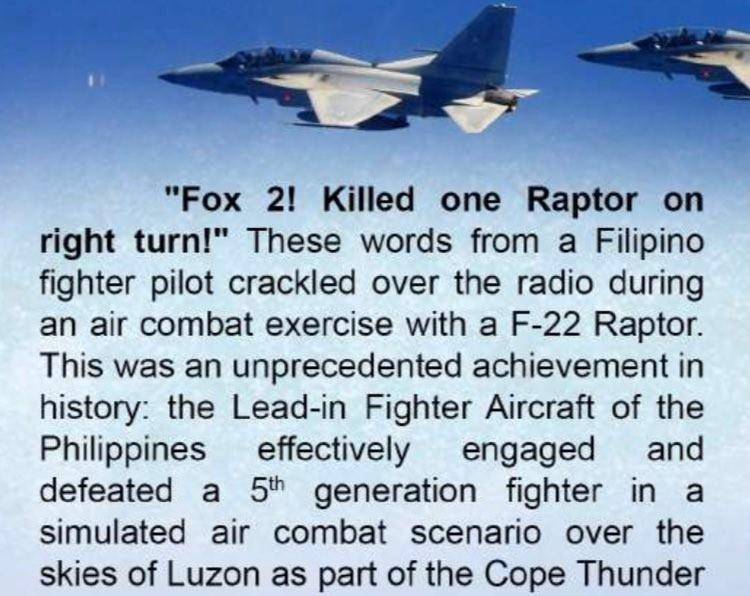 韩国白捡一个“广告”:“猛禽”折翼，菲空军FA50首次“击落”F22_战机_文章_显示器