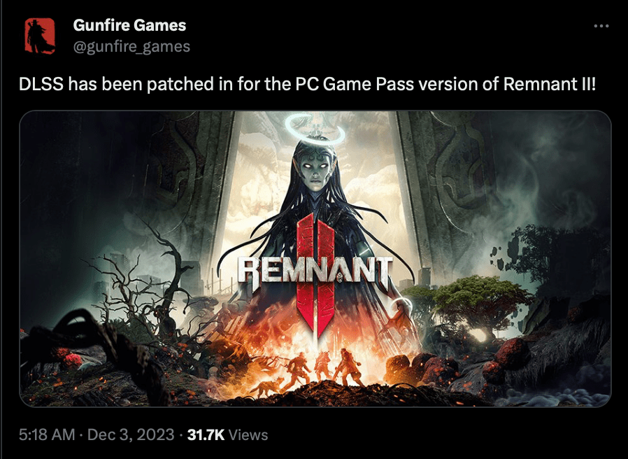 XGP 版《遗迹 2》获推英伟达 DLSS 支持，此前相关功能暂不可用_游戏_合作_世界